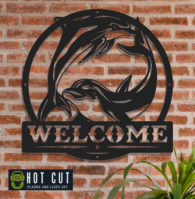 Dolphins Welcome Sign - Hot Cut