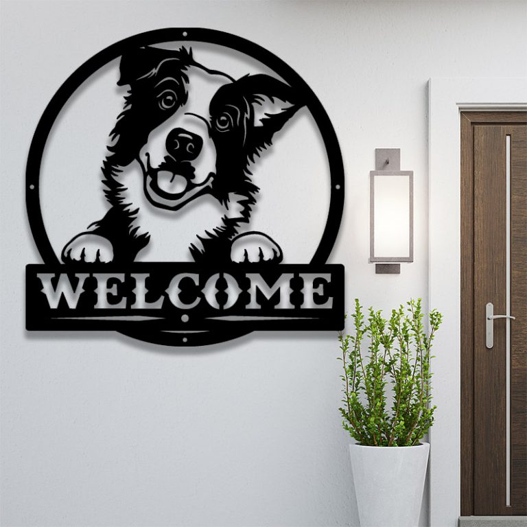 Border Collie Welcome Sign - Hot Cut