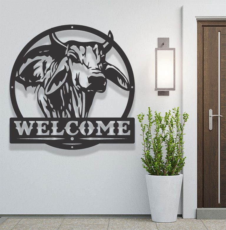 Brahman Bull Welcome Sign - Hot Cut