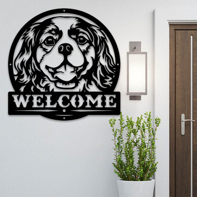 King Charles Cavalier Welcome Sign - Hot Cut